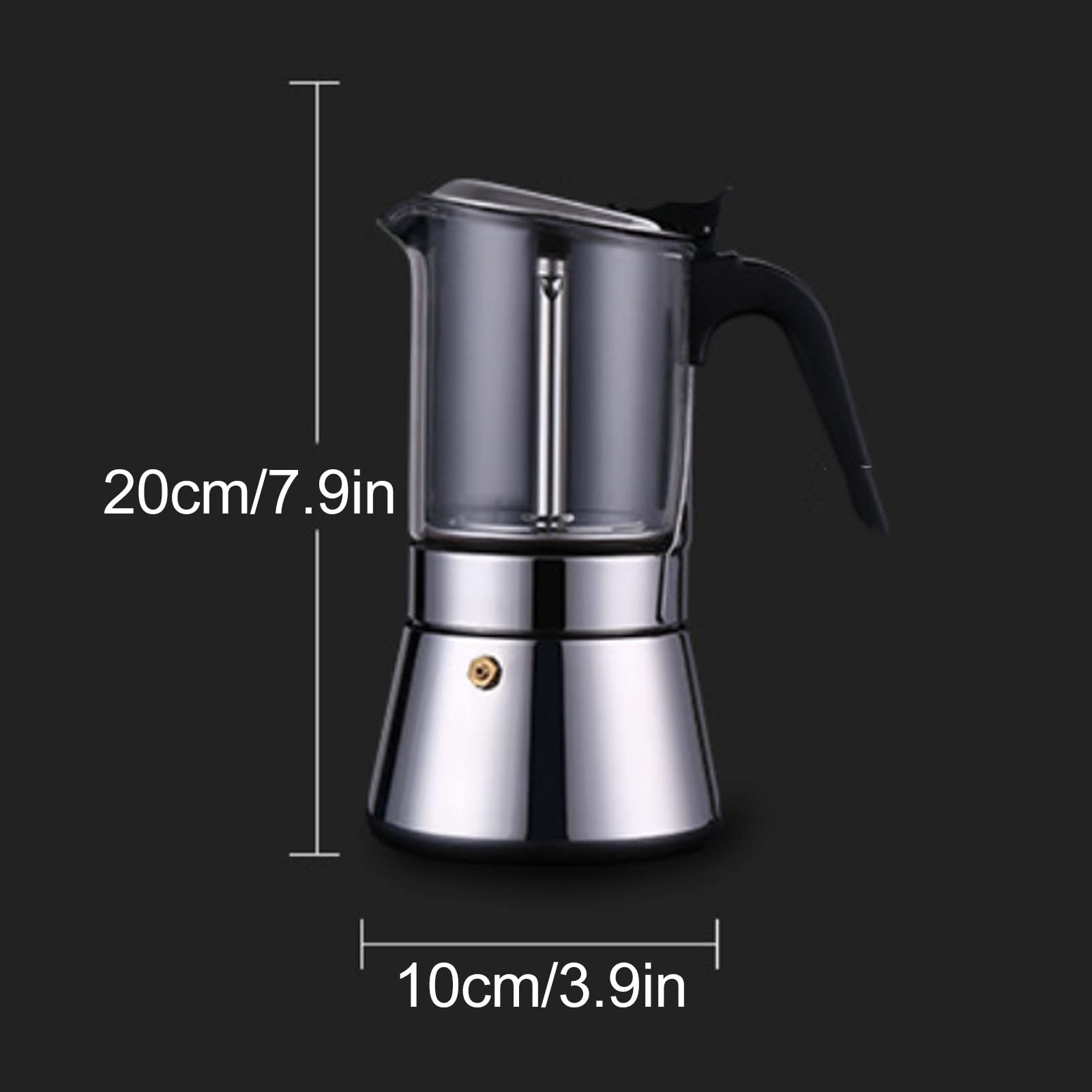 Zooke Classic Stovetop Espresso and Coffee Maker, Stovetop Espresso Maker Stainless Steel Italian Coffee Machine Maker, Crystal Glass 6 Espresso Cups Pot for Italian Cuban Café
