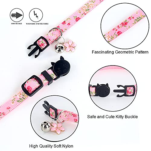 NISYYE Breakaway Cat Collar with Bell, 4 Pack Safety Adjustable Cat Collars Set