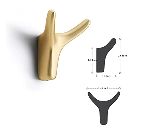 NC NC Towel Hooks, 2 Packs Coat Hook Cow Head Wall Hooks for Heavy Duty Door Hanger Towel Robe Clothes Cabinet Closet Sponges Hook for Bathroom Bedroom Kitchen Hotel Pool (Brushed Brass)