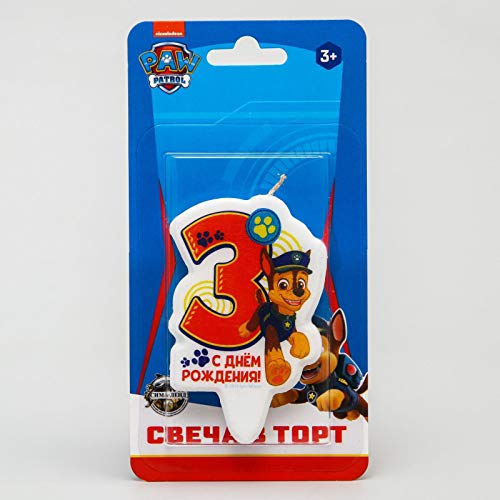 Paw Patrol Cake Topper Candle Digit 3