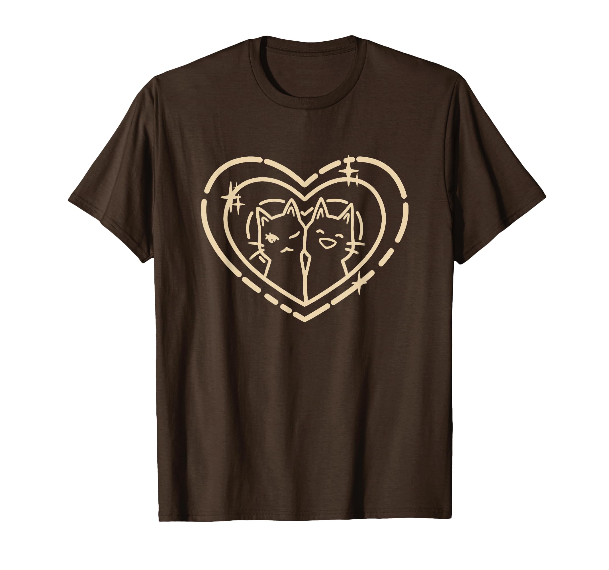 Cute Kawaii Y2K Coquette Heart with Cats T-Shirt