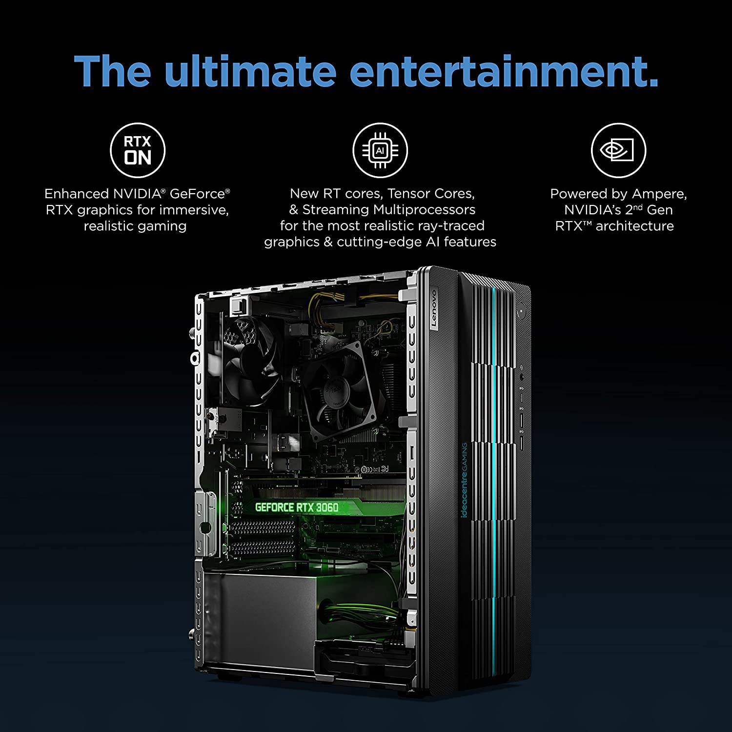 Lenovo 2023 IdeaCentre 5i Gaming Desktop PC, 12th Gen Intel 12-Core i7-12700, GeForce RTX 3060, 32GB RAM 3200MHz, 1TB PCIe SSD + 2TB HDD, 2 Year Warranty, Keyboard & Mouse, Ethernet, WiFi 6