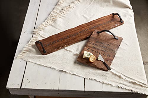 Mud Pie Distressed Wood Gratitude Cutting Board Set, board 14" x 9" | spreader 5 3/4"