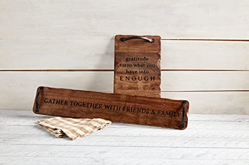 Mud Pie Distressed Wood Gratitude Cutting Board Set, board 14" x 9" | spreader 5 3/4"