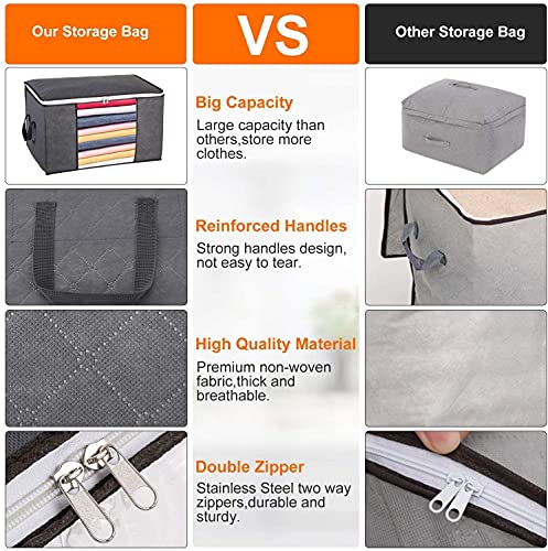Clothing Storage Bag,Large Capacity Clothes Storage Bag Organizer with Reinforced Handle Thick Fabric for Comforters,Blankets,Bedding,Foldable with Sturdy Zipper, 90L 1-Pack,Clear Window