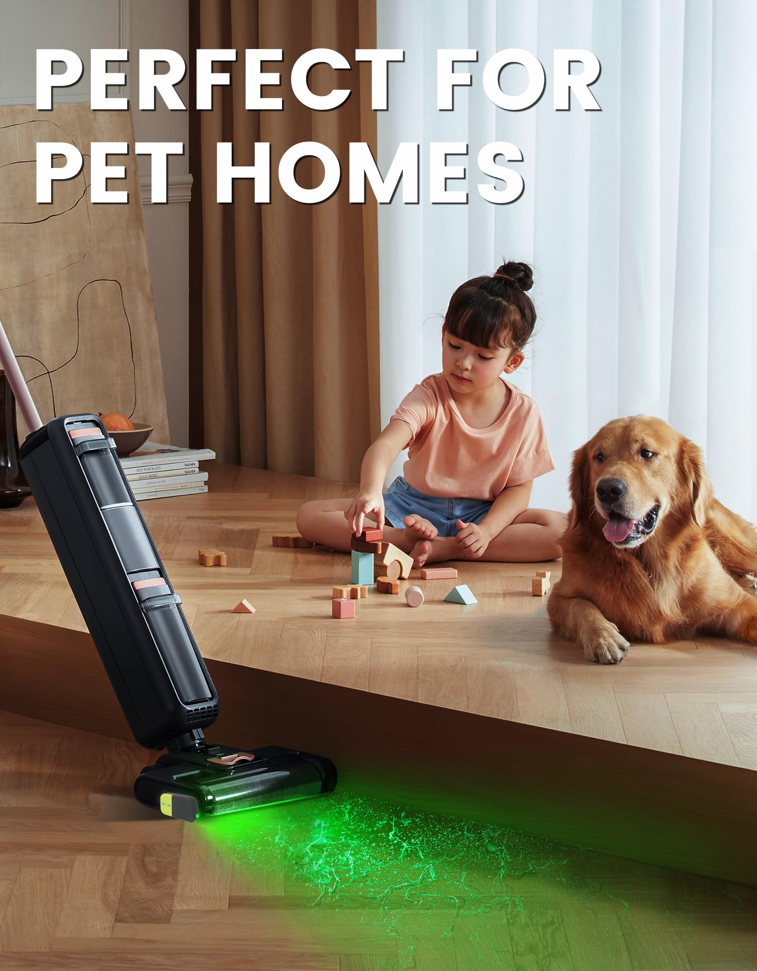 EICEM Electric Green Light, USB Rechargeable Show All Dust LED Light, One Hand Operated, Vacuum Cleaner Attachment