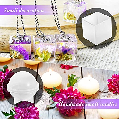 15 Pieces Crystal Resin Molds Pendulum Crystal Molds Include Pyramid Silicone Resin Mold, Round Cone Resin Mold, Sphere, Triangular Cone, Multi-Facet Gemstone Cube Resin Mold for Jewelry Making