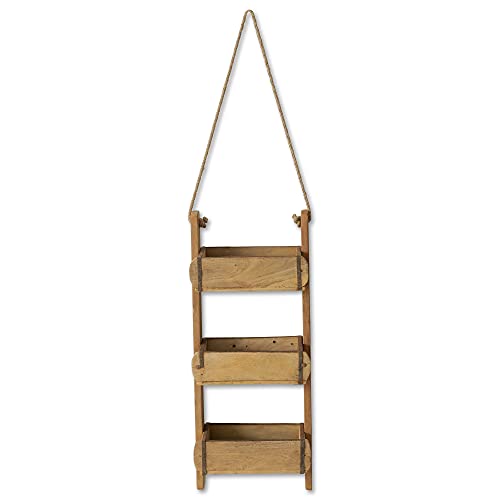WHW Whole House Worlds Rustic Wall Hanging Shelves, 3 Brick Box Wall Rack, Recycled Wood, 5.5 Wide x 11.75 Long x 30 Inches Tall, 10.25 lbs