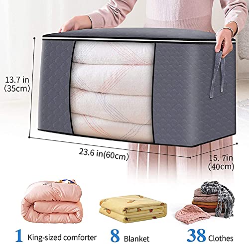 Clothing Storage Bag,Large Capacity Clothes Storage Bag Organizer with Reinforced Handle Thick Fabric for Comforters,Blankets,Bedding,Foldable with Sturdy Zipper, 90L 1-Pack,Clear Window