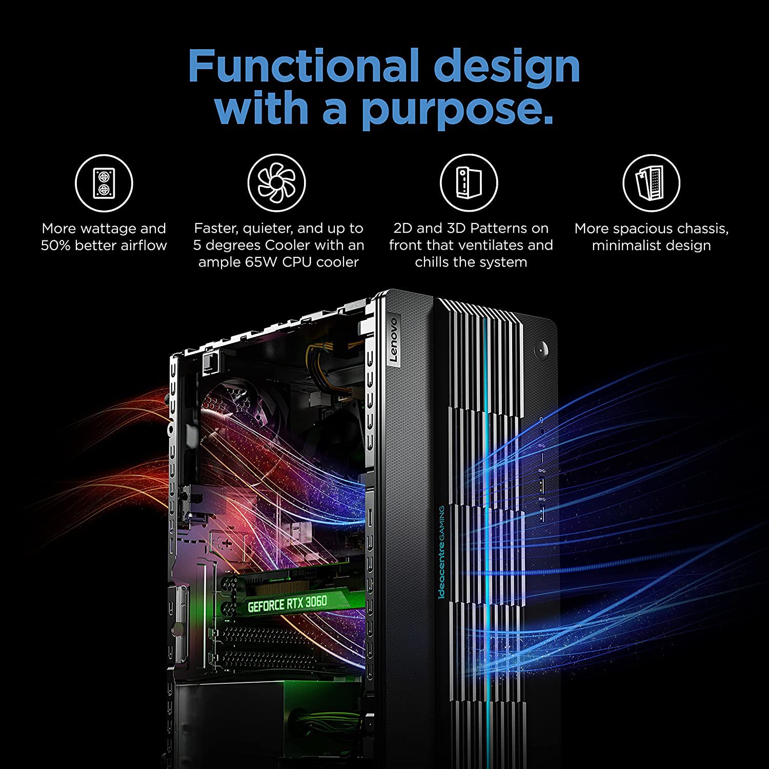 Lenovo 2023 IdeaCentre 5i Gaming Desktop PC, 12th Gen Intel 12-Core i7-12700, GeForce RTX 3060, 32GB RAM 3200MHz, 1TB PCIe SSD + 2TB HDD, 2 Year Warranty, Keyboard & Mouse, Ethernet, WiFi 6