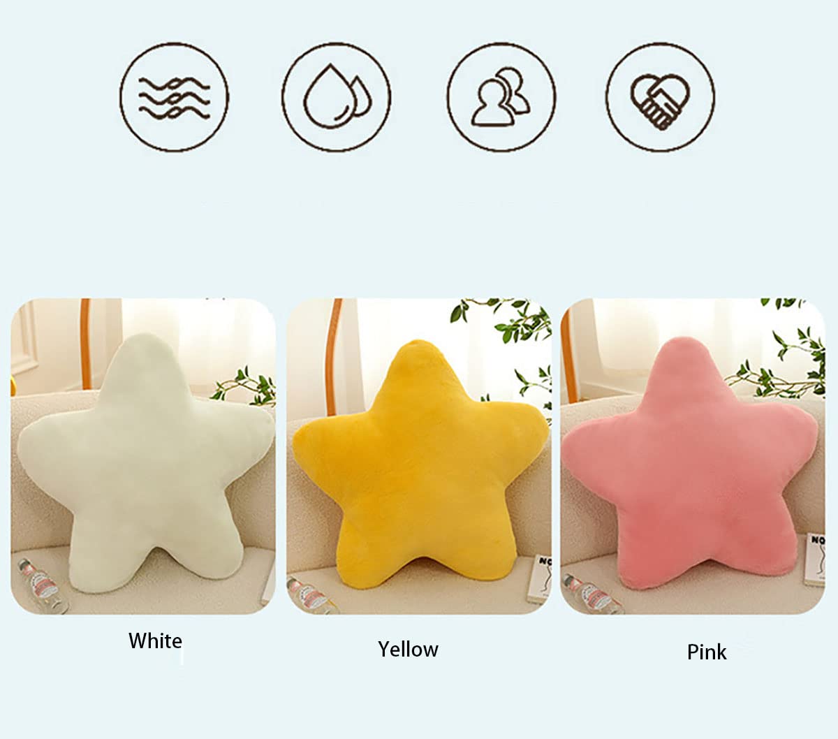 GEXUANCEHN Little Star Pillow Bedroom Living Room seat Pillow (15.7 * 15.7, White)