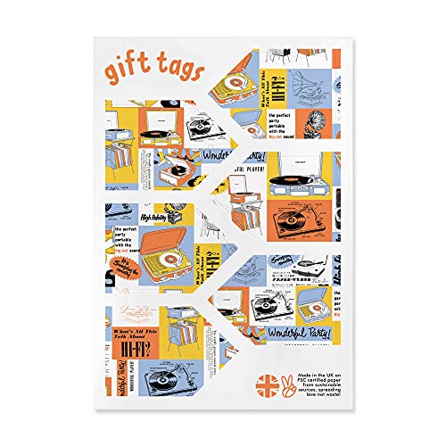CENTRAL 23 - Wrapping Paper for Men - 6 Birthday Gift Wrap Sheets - For Him - Record Players - Retro - For Women - Recyclable