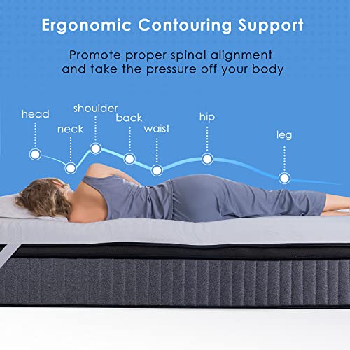 Queen Mattress Topper, 3 Inch Cooling Memory Foam Mattress Topper Queen, Egg Crate Gel Foam Bed Pillow Top Pad Mattress Topper for Back Pain, with Fitted Removable Bamboo Cover