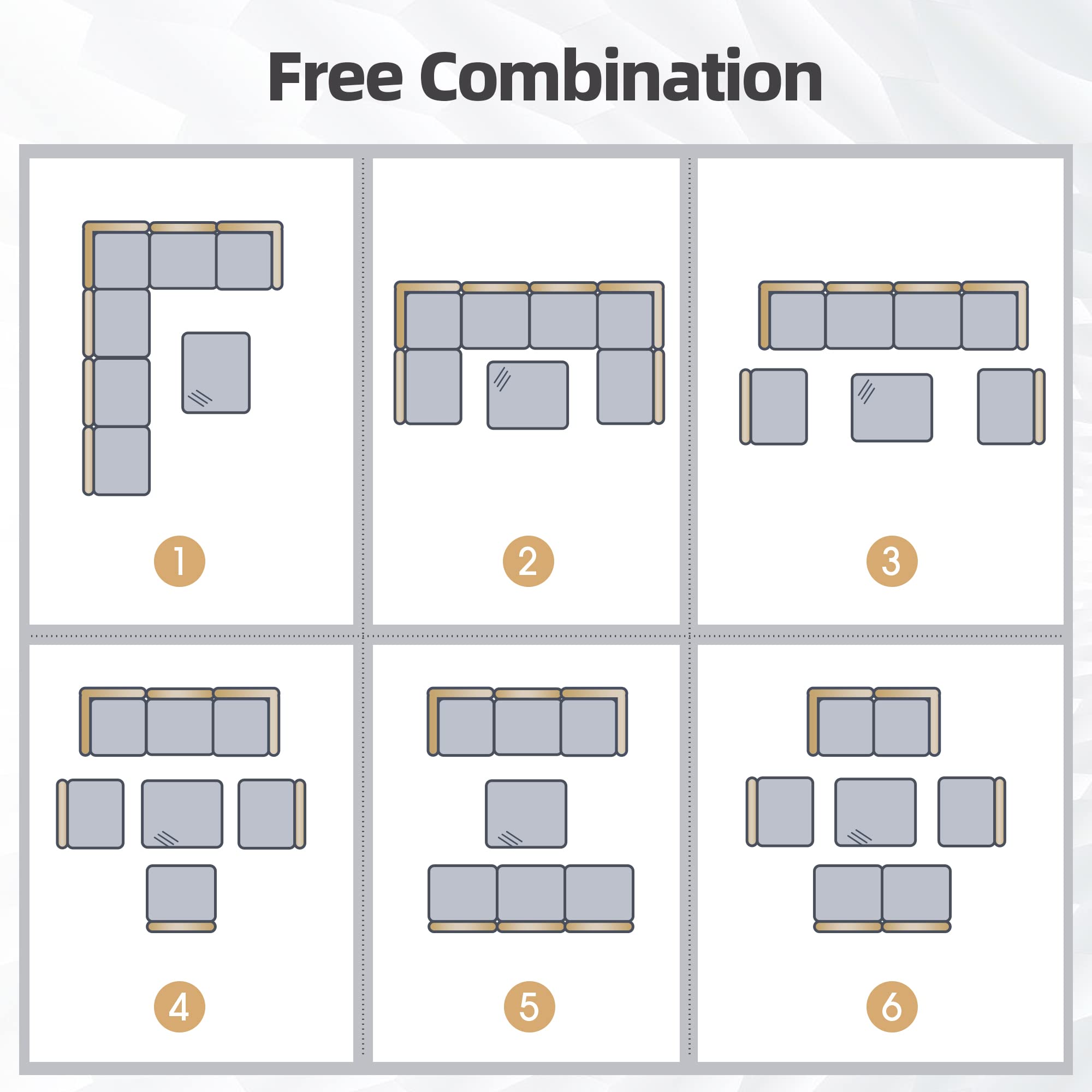 7 Piece Outdoor Patio Furniture Sets with Cushions, Outdoor PE Rattan Wicker Sectional Conversation Patio Couch Sofa Set with Coffee Table, for Garden, Deck, Poolside, Gray