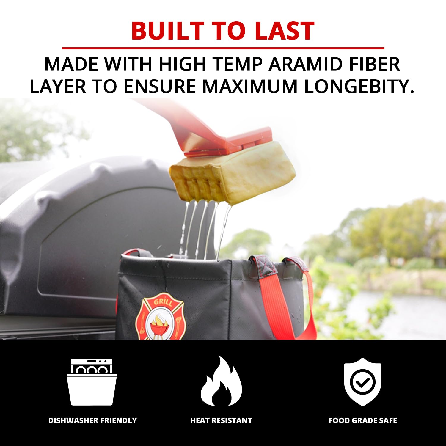 Grill Rescue BBQ Replaceable Scraper Cleaning Head, Bristle Free - Durable and Unique Scraper Tools for Cast Iron or Stainless-Steel Grates, Barbecue Cleaner (Grill Grate Brush with Scraper)