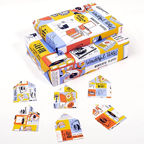 CENTRAL 23 - Wrapping Paper for Men - 6 Birthday Gift Wrap Sheets - For Him - Record Players - Retro - For Women - Recyclable