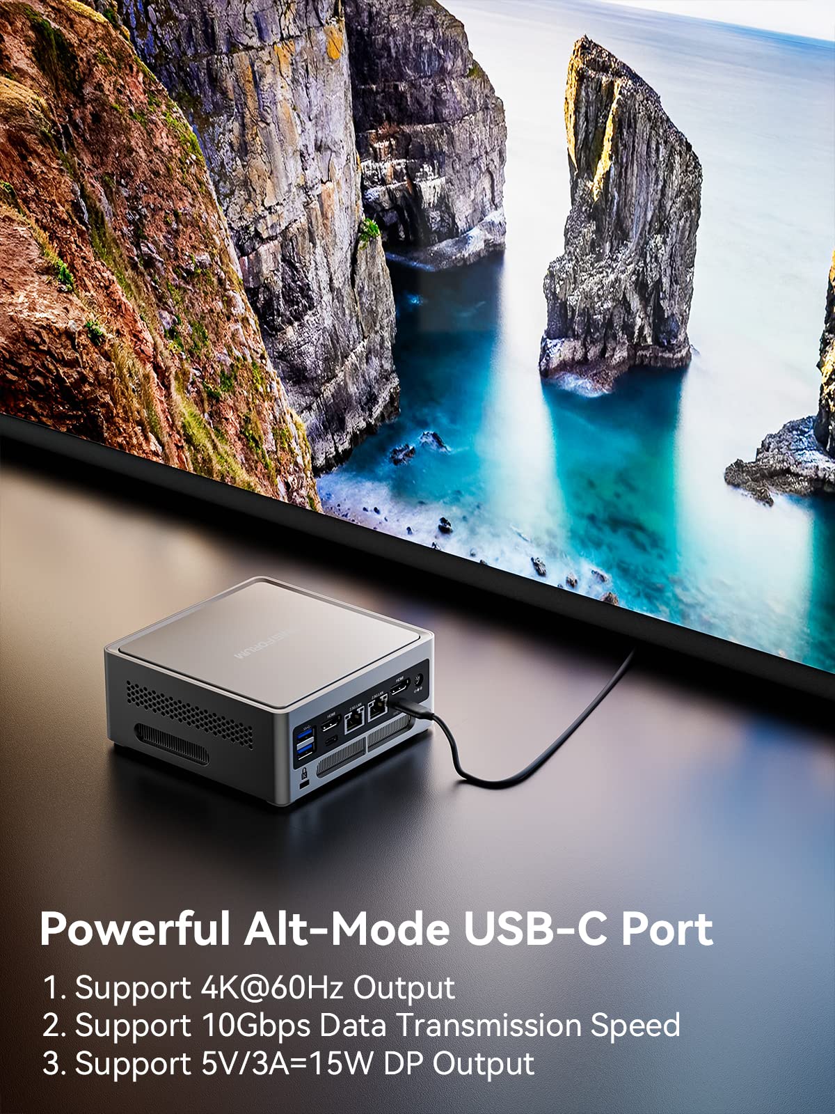 MINISFORUM Venus Series NAB5 Mini PC, 12th Gen Core i5-12450H Micro Compter, 16G DDR4+512G PCIe4.0 SSD, 2X HDMI+2X USB-C 4K@60Hz Output, 2X 2.5G RJ45 Port, 4X USB3.2 Small Form Factor