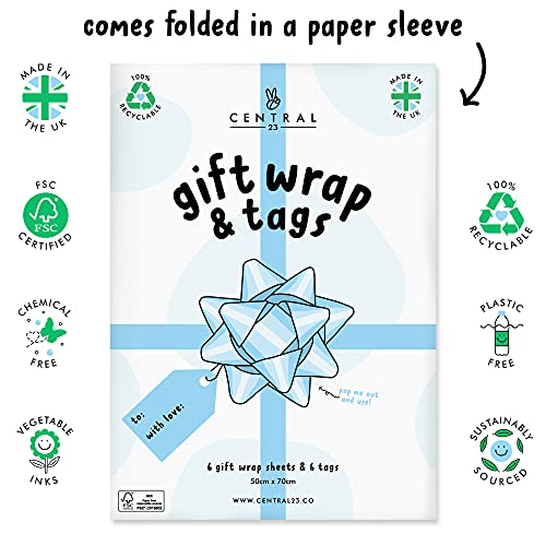 CENTRAL 23 - Wrapping Paper for Men - 6 Birthday Gift Wrap Sheets - For Him - Record Players - Retro - For Women - Recyclable