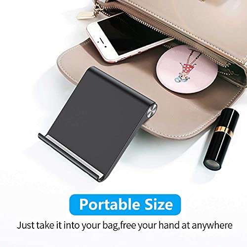 VOVIGGOL Cell Phone Stand Holder, Cellphone Holder Adjustable Desktop Phone Stand for Desk, Foldable Phone Cradle Dock Mobile Stand for iPhone iPad Tablet 4 to 7.9 Inch Smartphones (Black)
