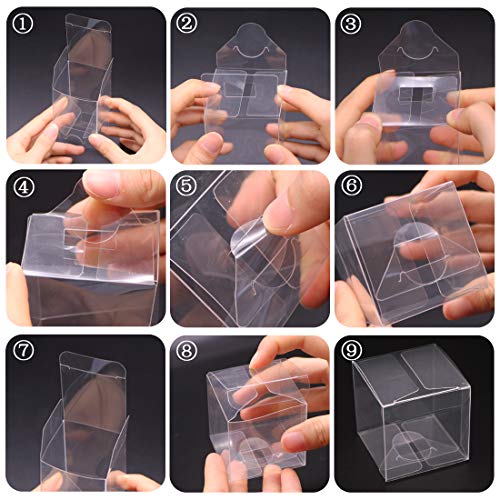 GGOUPTY 30 PCS Clear Candy Box 2"x 2"x 2" Favor Gift Boxes Transparent Plastic Cube Boxes for Cupcakes Christmas Wedding Party