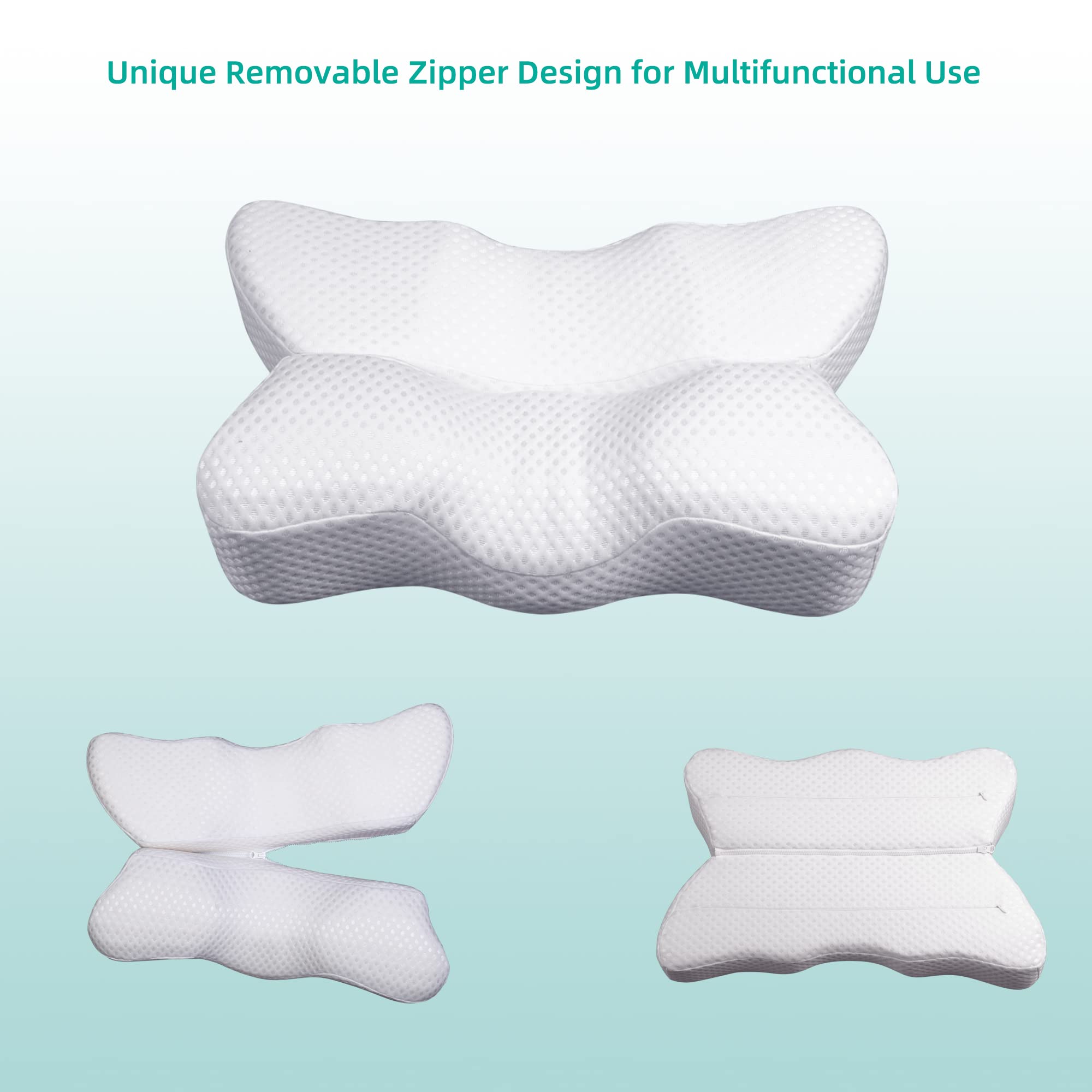 Cosermart Cervical Pillow for Neck Pain Relief, Ergonomic Pillow for Neck, Shoulder & Back Support, Orthopedic Contour Memory Foam Pillow for Side Back Stomach Sleeper with Removable Zipper Design