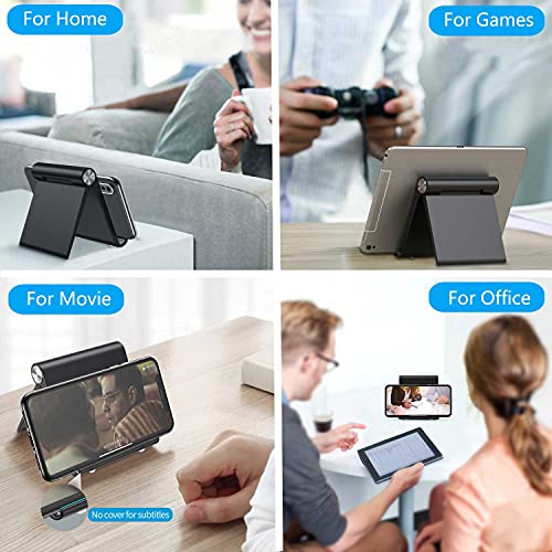 VOVIGGOL Cell Phone Stand Holder, Cellphone Holder Adjustable Desktop Phone Stand for Desk, Foldable Phone Cradle Dock Mobile Stand for iPhone iPad Tablet 4 to 7.9 Inch Smartphones (Black)
