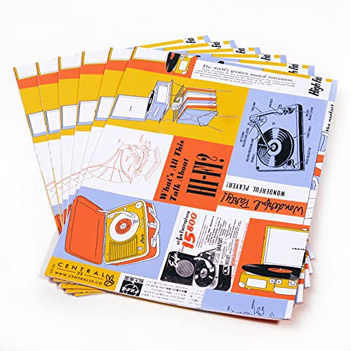 CENTRAL 23 - Wrapping Paper for Men - 6 Birthday Gift Wrap Sheets - For Him - Record Players - Retro - For Women - Recyclable