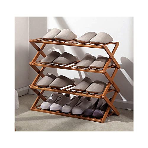 LITA Bamboo 4-Tier Shoe Shelf Foldable Bamboo Shoe Rack Multifunctional Free Standing Shoe Shelf Storage Organizer