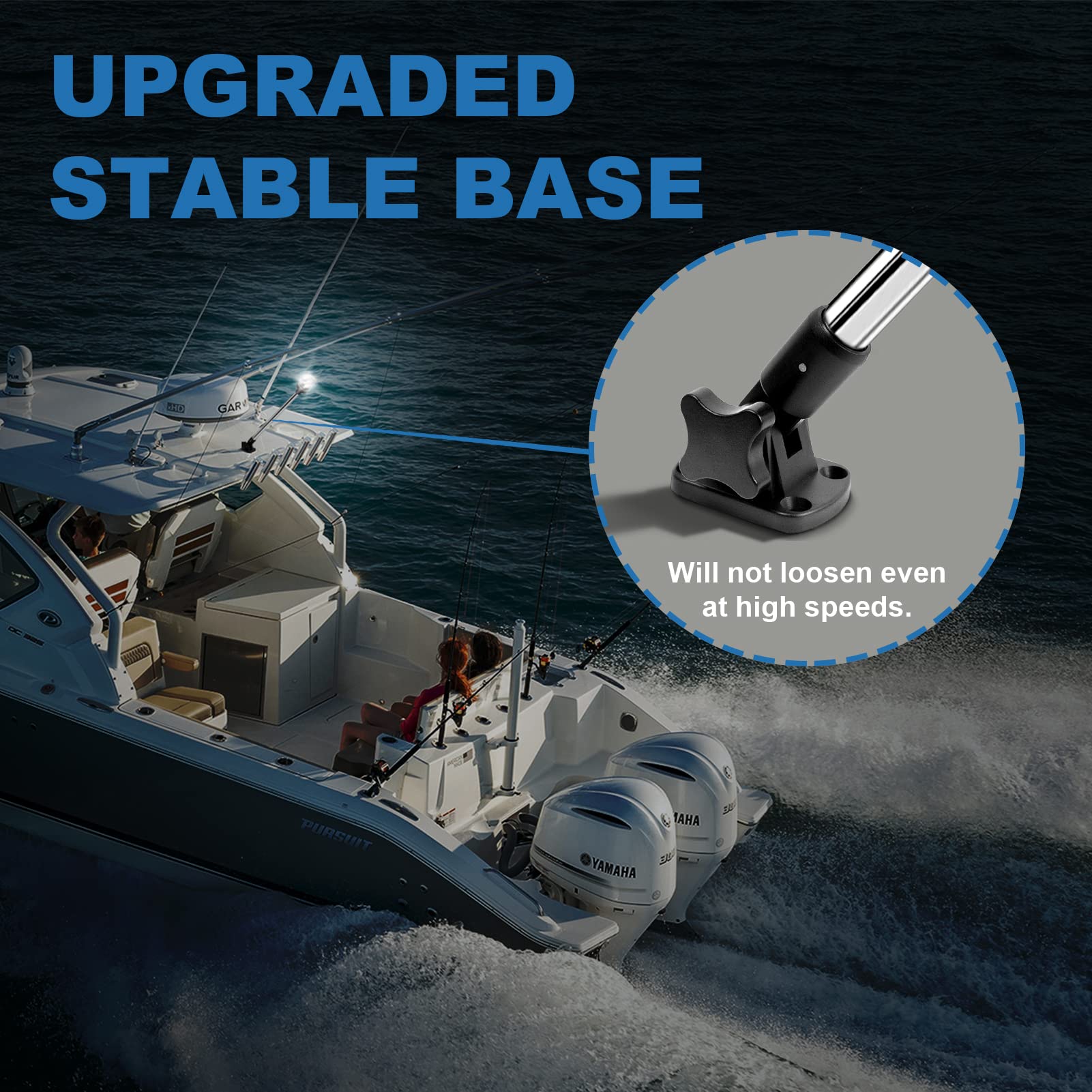 Obcursco Boat Stern Lights, IP67 Waterproof Fold-Down White LED Navigation Lights, Anchor Lighting for Marine, Pontoon, Fishing, Bass, and Jon Boats (18 Inches)
