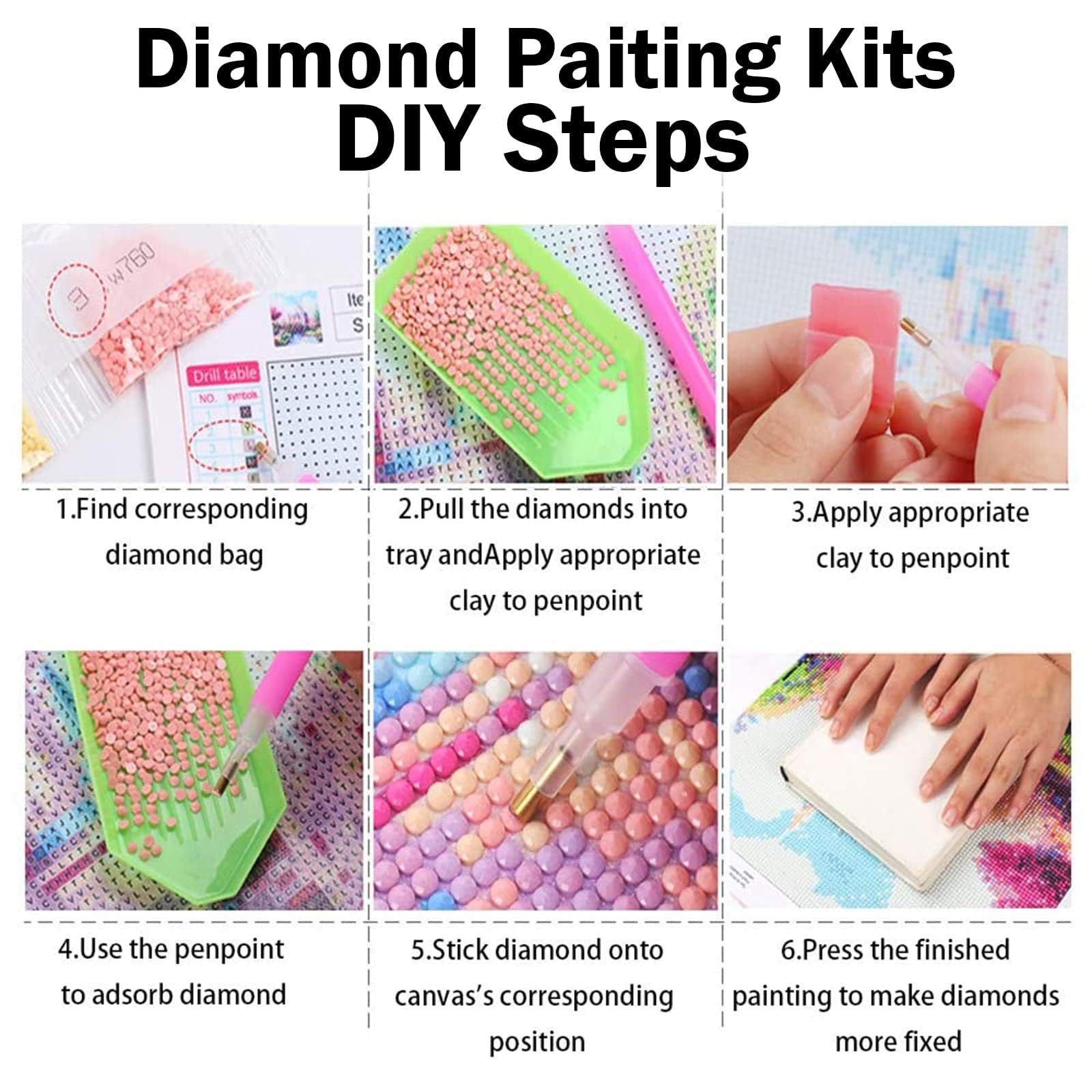 hkejoi 12 Pack Diamond Painting Kits for Adults Beginners-Cartoon Diamond Art Kits for Adults,5D Gem Art Kits for Home Wall Decor (12x16inch)