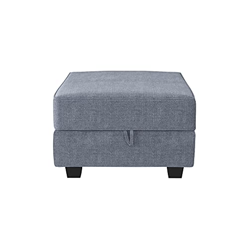 HONBAY Square Ottoman Module for Modular Sectional Sofa, Storage Ottoman Footrest and Seat Cube, Bluish Grey