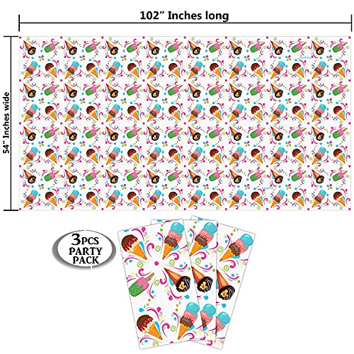 AnapoliZ Ice Cream Plastic Tablecloth | 3 Pcs Pack (54β Inch Wide x 102β Inch Long) | Rectangular Ice Cream, Popsicle Table Cover | Summer Party Table Decoration | Ice Cream Social, BBQ Tablecloth