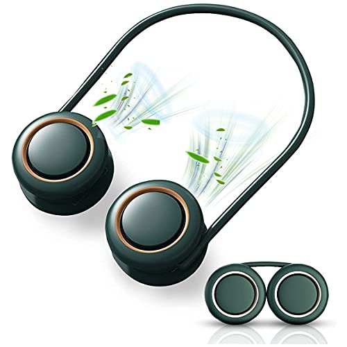 HMCOF Hanging Neck Fan, Convenient Retractable Storage Type Personal Fan, 3-Speed Adjustable USB Charging Hands-Free Bladeless Fan, Suitable for Outdoor Sports Travel