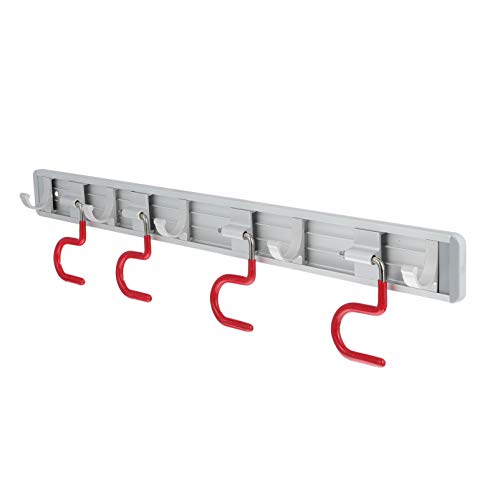 Happyyami Mop Broom Holder Wall Mounted S Type Garage Storage Hooks Heavy Duty Tools Hanger for Kitchen Closet Garage Garden Tool Organizer 4 Hangers