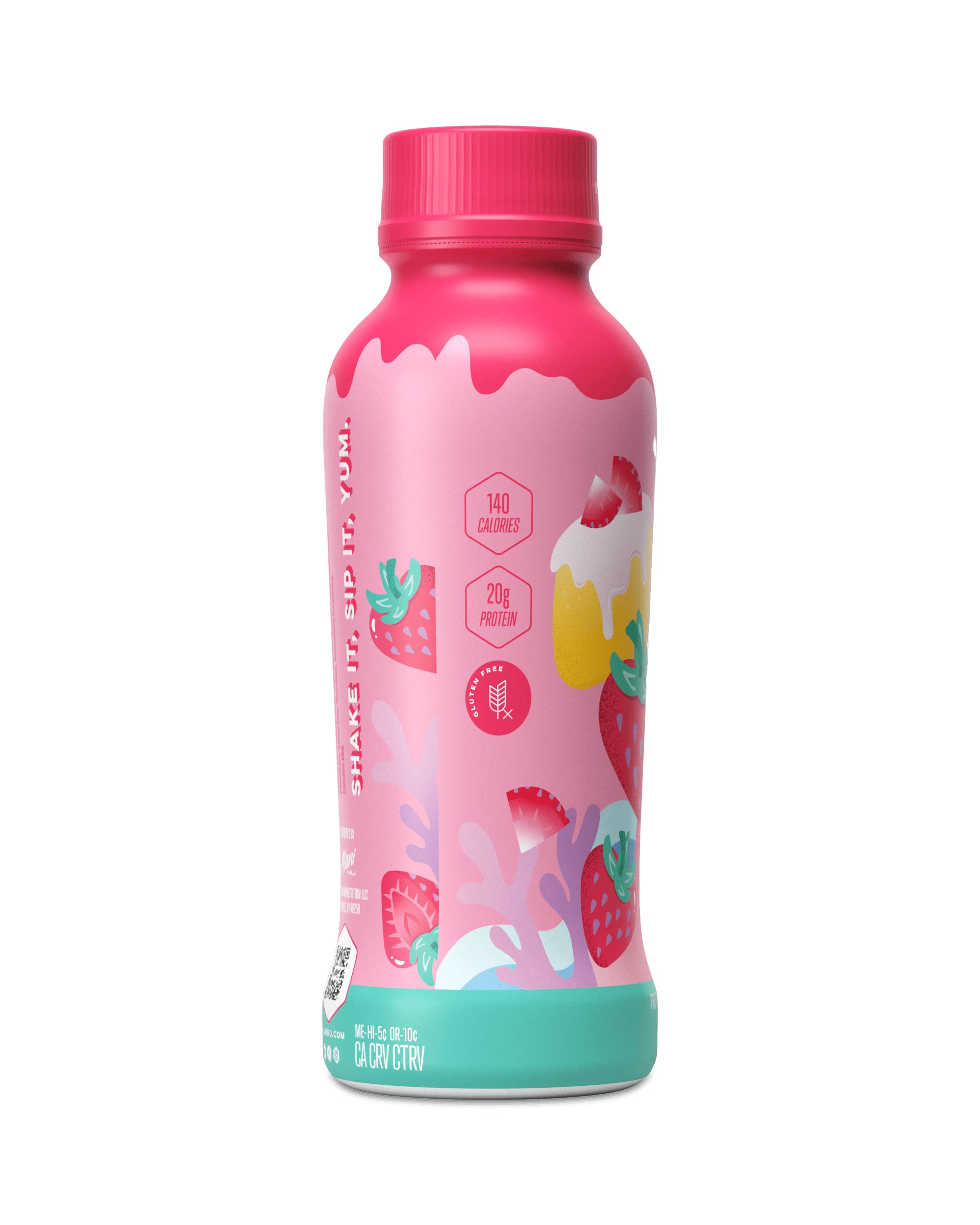 Alani Nu Protein Shake, Ready to Drink, Naturally Flavored, Gluten Free, Only 140 Calories with 20g Protein per 12 Fl Oz bottle (Strawberry Shortcake, 12 Pack)