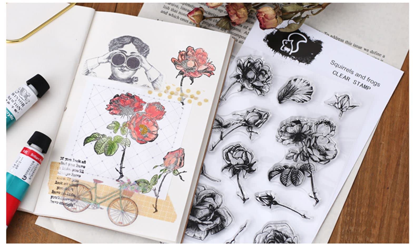 Forever Stamps Silicone Clear Stamps - Plants Botanic Pattern with Arylic Block Set for Card Making Decoration and DIY Scrapbooking ZENTA