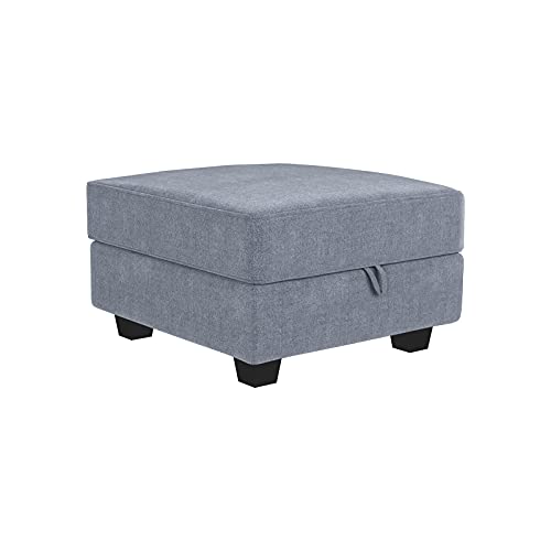 HONBAY Square Ottoman Module for Modular Sectional Sofa, Storage Ottoman Footrest and Seat Cube, Bluish Grey