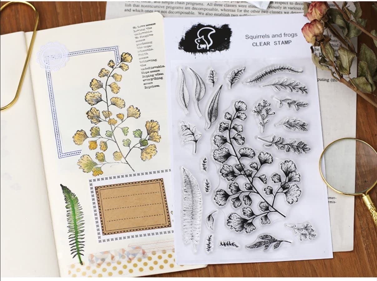 Forever Stamps Silicone Clear Stamps - Plants Botanic Pattern with Arylic Block Set for Card Making Decoration and DIY Scrapbooking ZENTA