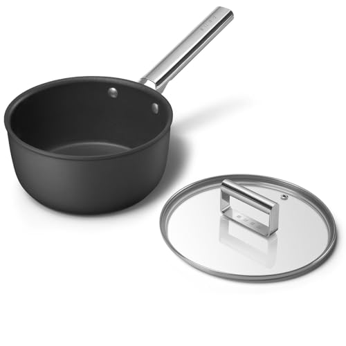 SMEG 3 Qt Saucepan with Lid CDFS2011BLM, Black