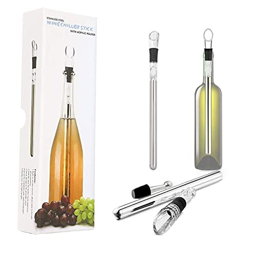 Wine Chiller Cooler Stick Fathers Gifts, 3-in-1 304 Stainless Steel Wine Bottle Coolers Rapid Iceless Wine Chiller Rod-Wine Accessory Man Gifts Home Kitchen Gadgets