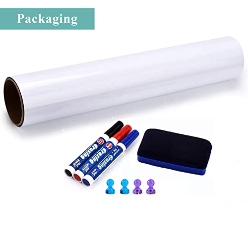 Warasee Magnetic Dry Erase Whiteboard Paper, 24" x 36" Self Adhesive Whiteboard for Wall, Easy to Write and Clean Dry Erase Board for Kids, Office, Home, with Marker, Magnetic Eraser and Magnets