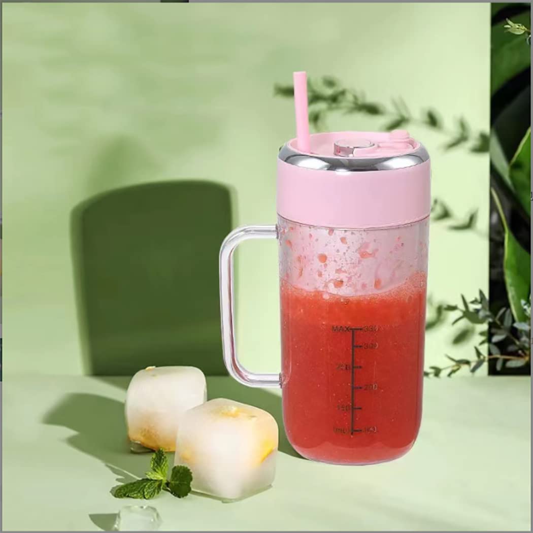 Portable Mini Blender for Shakes and Smoothies,12oz Personal Blender with Rechargeable USB, Made with BPA-Free Material Portable Juicer, 10 Blades (Pink)