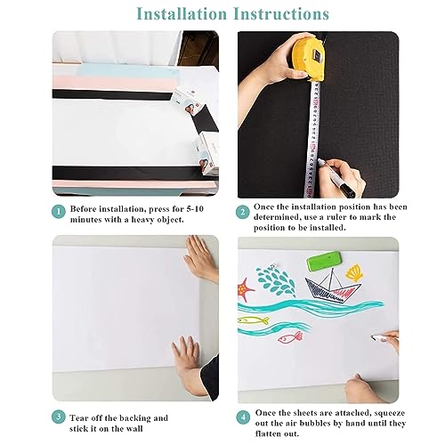 Warasee Magnetic Dry Erase Whiteboard Paper, 24" x 36" Self Adhesive Whiteboard for Wall, Easy to Write and Clean Dry Erase Board for Kids, Office, Home, with Marker, Magnetic Eraser and Magnets
