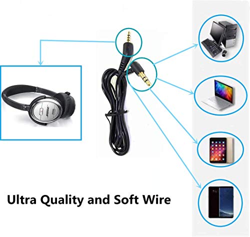 Koffmon QC3.0 Replacement QC3 Headphone Extension Audio Cable Compatible with Bose QuietComfort 3 QC3 Headphones (Black)