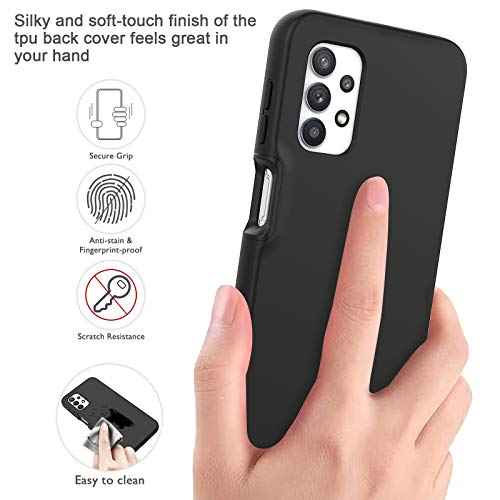 for Samsung Galaxy A32 5G Case with Built-in Screen Protector, Full Body Protection Shockproof Cover Case, [Rugged PC Front Bumper + Soft TPU Back Cover] Armor Protective Phone Case (Black)