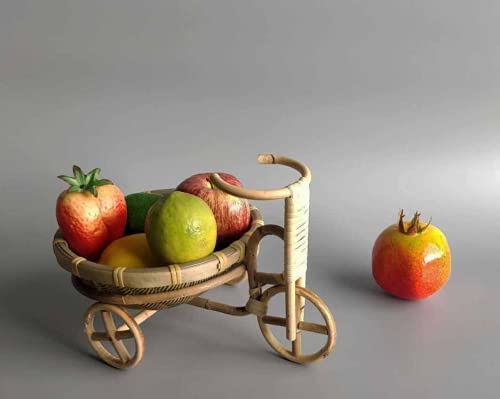 San Vintage Handmade Bamboo Weaving Bamboo Products Family Hotel Decorations Mini Tricycles Exquisite Weaving Crafts Exquisite Cars (Rice Basket)