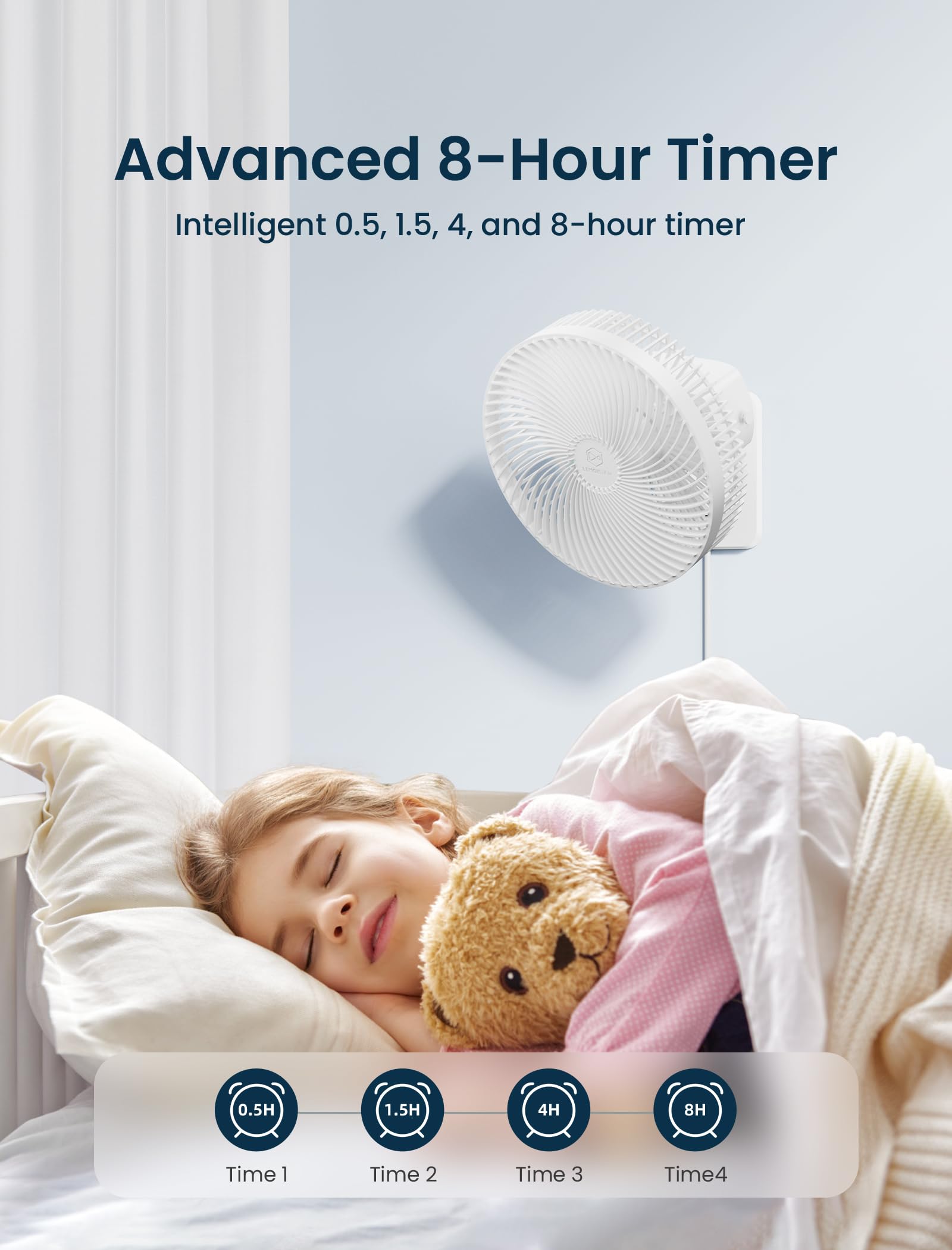 10 Inch Wall Mount Oscillating Fan with Remote and Timer, Small Bedroom RV Fan with 4 Speeds, Quiet Operation,90°Oscillation, Adjustable Tilt,5.92 ft Wire, Cooling Bathroom Wall Mounted Fans