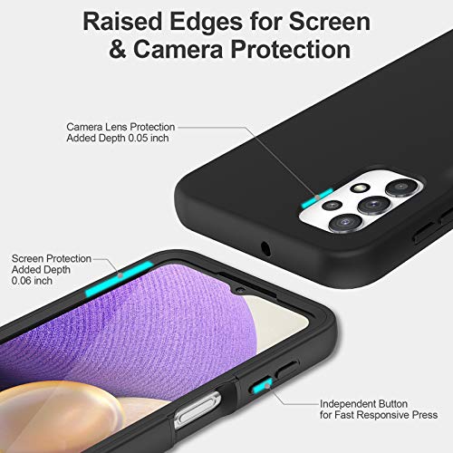for Samsung Galaxy A32 5G Case with Built-in Screen Protector, Full Body Protection Shockproof Cover Case, [Rugged PC Front Bumper + Soft TPU Back Cover] Armor Protective Phone Case (Black)