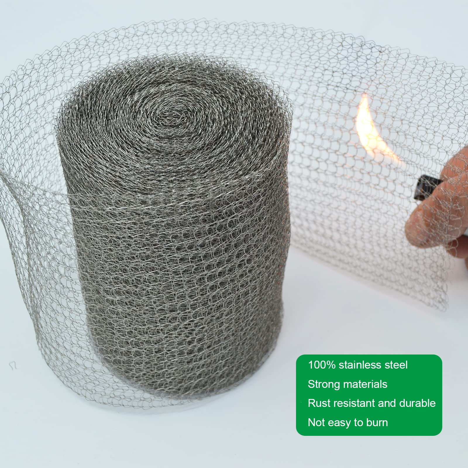 YAGJIA Wire Mesh for Mice Control, 5" x 33FT Stainless Steel Wool, Double Layer Rodent Mesh Barrier, Stainless Steel Mesh Hole Filler, Flexible Stretchy for Garden House and DIY