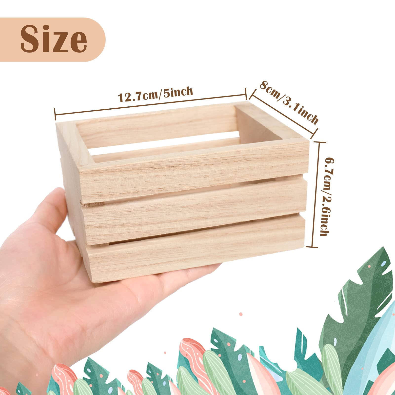 Aweyka 4 Pack Mini Rustic Wooden Crates, Decorative Wood Crates Unfinished Wood Box, Crate Box Wooden Storage Box for Kitchen, Office, Bedroom, Closet, Rustic Country Decor